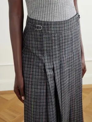 Gabriela Hearst Wesley Pleated Houndstooth Wool And Cashmere-blend Midi Skirt