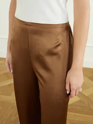 Staud Stroll Silk-blend Wide-leg Pants - Brown