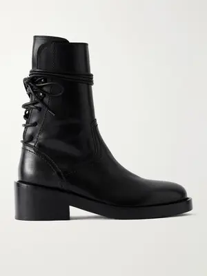 ANN DEMEULEMEESTER Henrica Leather Ankle Boots - Black