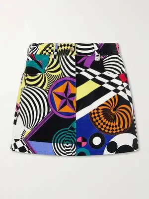 Versace Printed Cotton-velvet Mini Skirt