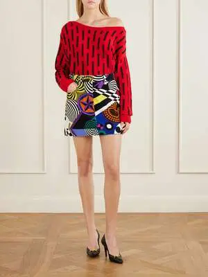 Versace Printed Cotton-velvet Mini Skirt
