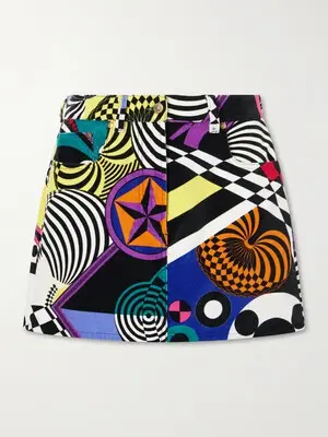 Versace Printed Cotton-velvet Mini Skirt - Multi