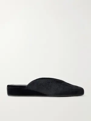 ANCIENT GREEK SANDALS Velvet Wedge Mules - Black