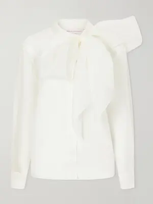 Carolina Herrera Pussy-bow Silk-organza Blouse - White
