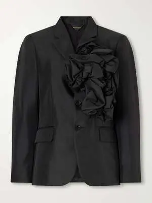 Comme Des Garçons Floral-appliquéd Twill Jacket