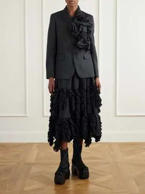 Comme Des Garçons Floral-appliquéd Twill Jacket