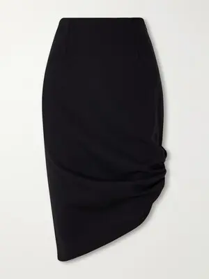 Carolina Herrera Asymmetrical Stretch-wool Midi Skirt