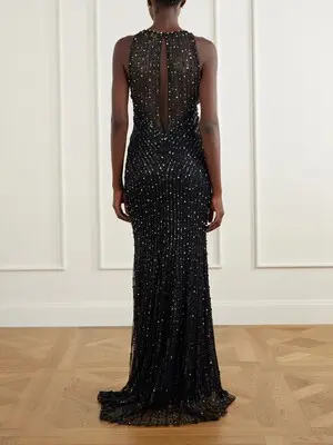 Jenny Packham Atlas Embellished Cut-out Satin Gown