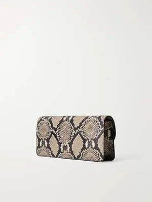 Victoria Beckham Dorian East-west Snake-effect Leather Clutch