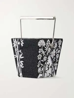 Judith Leiber Bamboo Take Away Cup Crystal-embellished Silver-tone Clutch