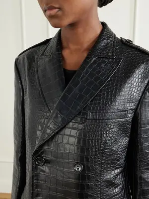 Junya Watanabe Croc-effect Material Double-breasted Coat