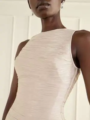 MARMAR HALIM Sleeveless Gathered Pleated Chiffon Gown