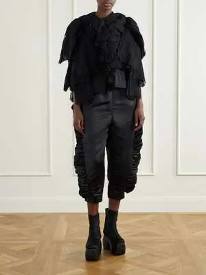 Comme Des Garçons Ruffled Lace And Silk-blend Georgette Top