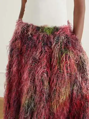 Comme Des Garçons Textured Fringed Midi Skirt