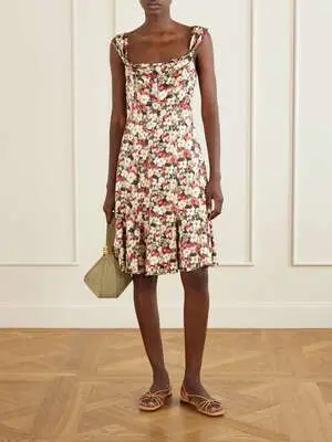 DÔEN Donielle Floral-print Silk Mini Dress