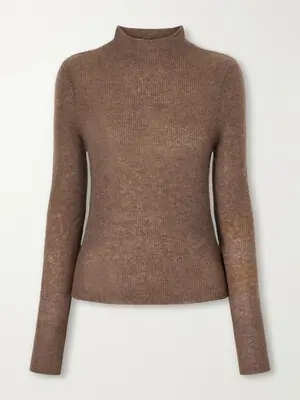 Citizens Of Humanity Leelah Ribbed Wool And Cashmere-blend Turtleneck Sweater - Brown
