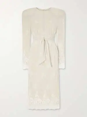 Magda Butrym Lace-trimmed Crepe Midi Dress - Cream