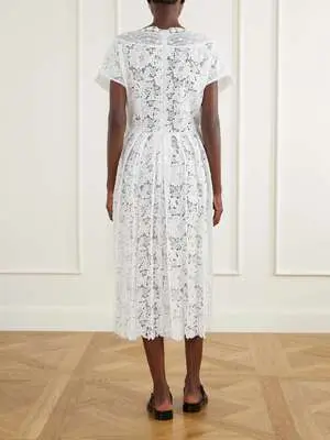 Simone Rocha Embellished Pleated Lace Midi Dress