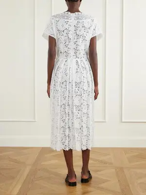 Simone Rocha Embellished Pleated Lace Midi Dress
