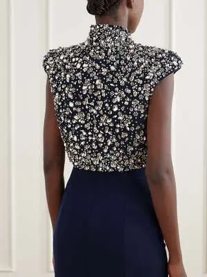 Jenny Packham Super Moon Crystal-embellished Crepe Evening Jacket