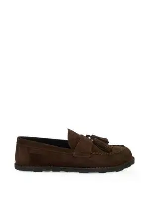Moschino Tassel-detail Suede Loafers - Brown