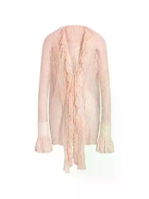 Alberta Ferretti Lunar Ruffled Lace Blouse - Pink