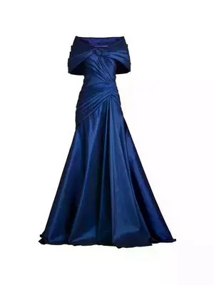 Tadashi Shoji Pleated Off-shoulder Maxi Gown