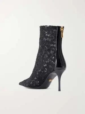 Dolce & Gabbana Lollo Leather-trimmed Lace Ankle Boots