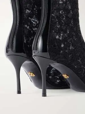 Dolce & Gabbana Lollo Leather-trimmed Lace Ankle Boots