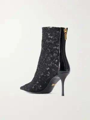 Dolce & Gabbana Lollo Leather-trimmed Lace Ankle Boots