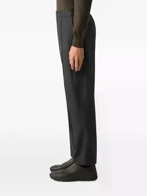 Zegna Dark Mélange Wool Silk And Cashmere Pants