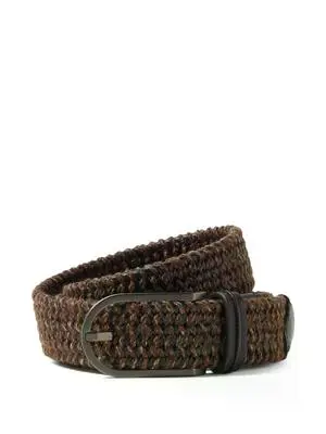 Zegna Dark Leather And Wool Blend Belt