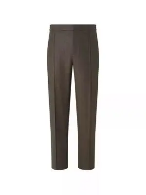 Zegna Dark Olive Green Wool Silk And Cashmere Pants - Brown