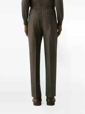 Zegna Dark Olive Green Wool Silk And Cashmere Pants