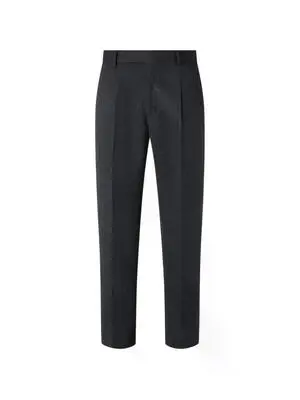 Zegna Dark Mélange Wool And Cashmere Pants - Grey