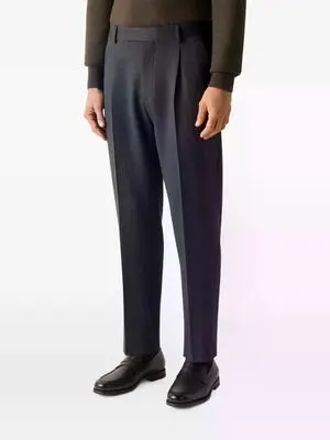 Zegna Dark Mélange Wool And Cashmere Pants