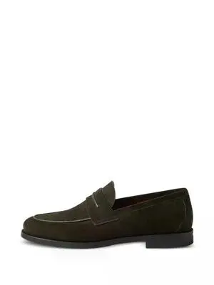 Zegna Dark Olive Suede Mocassin Corso Loafers