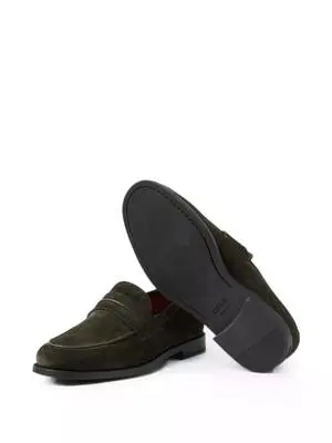Zegna Dark Olive Suede Mocassin Corso Loafers