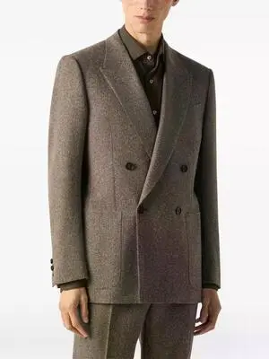 Zegna Light Beige And Dark Wool And Cashmere Jacket