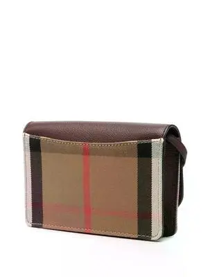 Burberry 2000-2017 Grained Calfskin And House Check Canvas Hampshire Wallet On Chain Crossbody Bag - Red