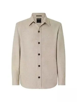 Zegna Light Beige Cashmere And Silk Overshirt