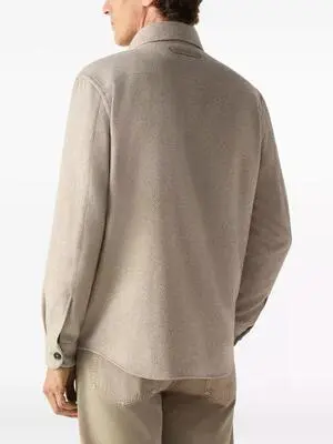Zegna Light Beige Cashmere And Silk Overshirt