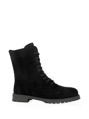 LINDA BAUMANN Lace-up Suede Boots - Black
