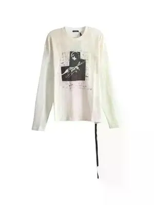 ANN DEMEULEMEESTER Emil Graphic-print Waffle-knit T-shirt - Neutrals