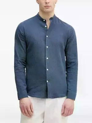 LINDBERGH Band-collar Long-sleeve Shirt - Blue