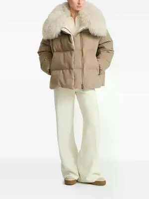 YVES SALOMON Shearling-collar Padded Coat