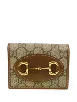 Gucci Horsebit 1955 Gg Supreme Card Case Wallet - Neutrals