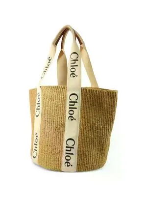 Chloé Woody Logo-tape Basket Bag - Neutrals