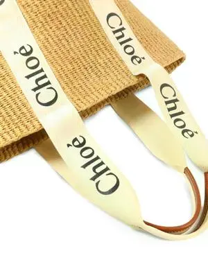 Chloé Woody Logo-tape Basket Bag - Neutrals