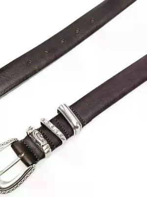 ALBERTO LUTI Engraved-buckle Leather Belt